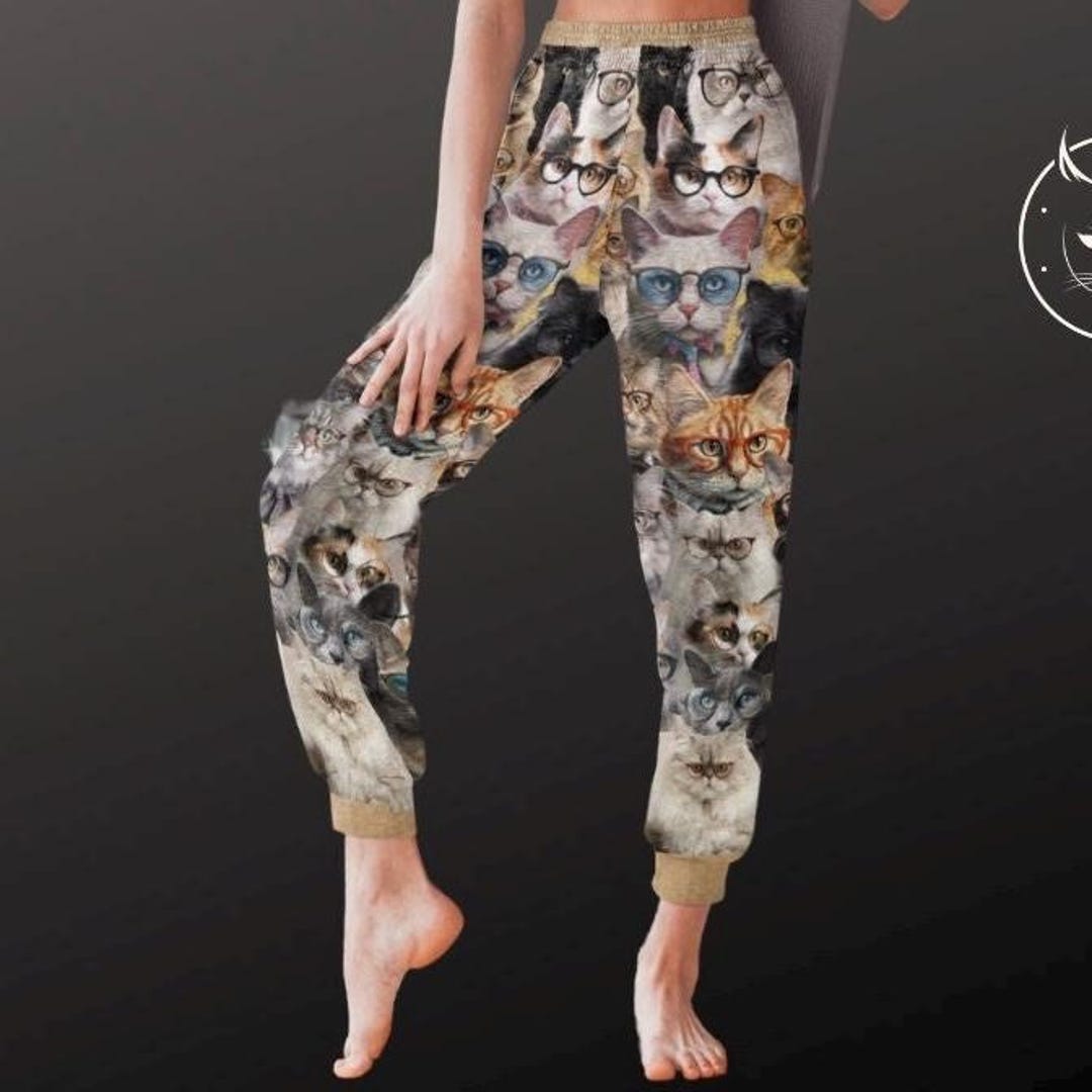 Cat Pants Joggers Funny Cat Gift for Her Cat Lady Gift for Him Funny ...