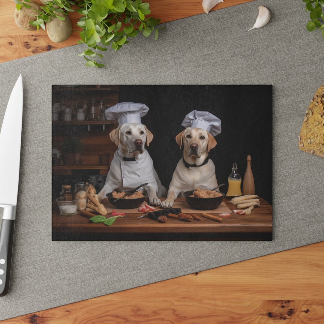 Glass Cutting Board With Chef Labrador Retrievers | Unique Kitchen ...