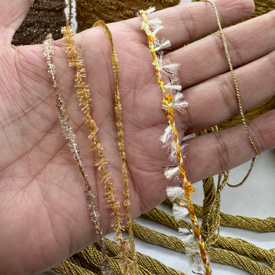 Four Different Kinds of Novelty Yarn With Shiny Fringes, Individual ...