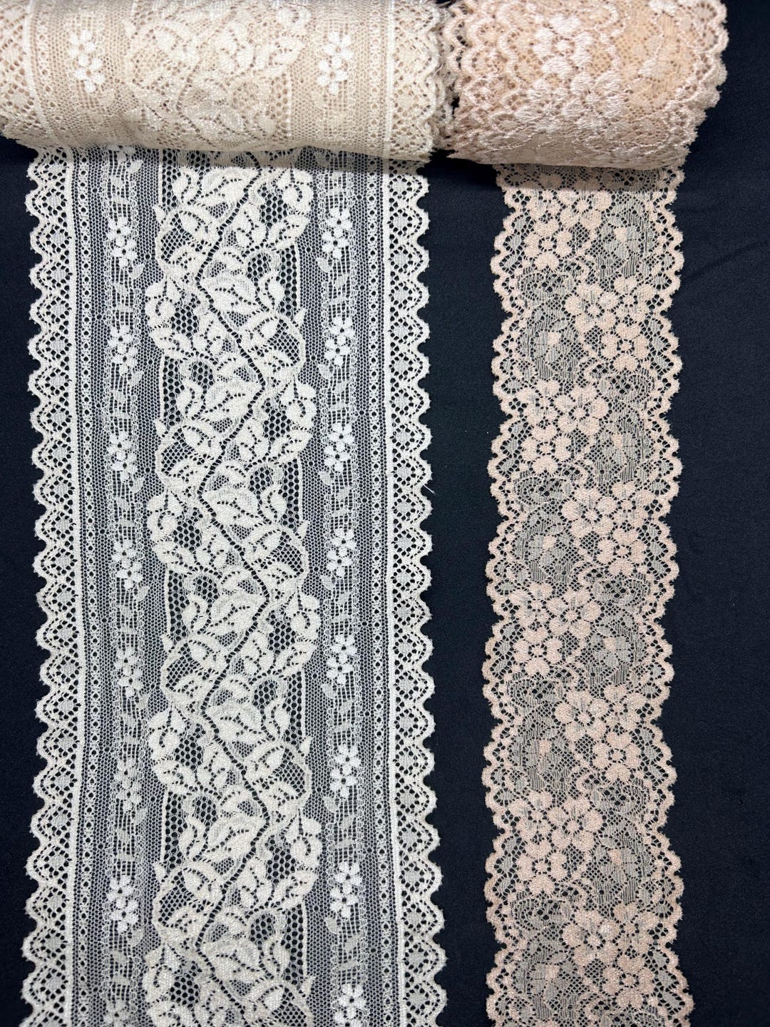 Elegant Wide Lace Trim Embroidered Border Wide Cotton Lace Double Edged ...