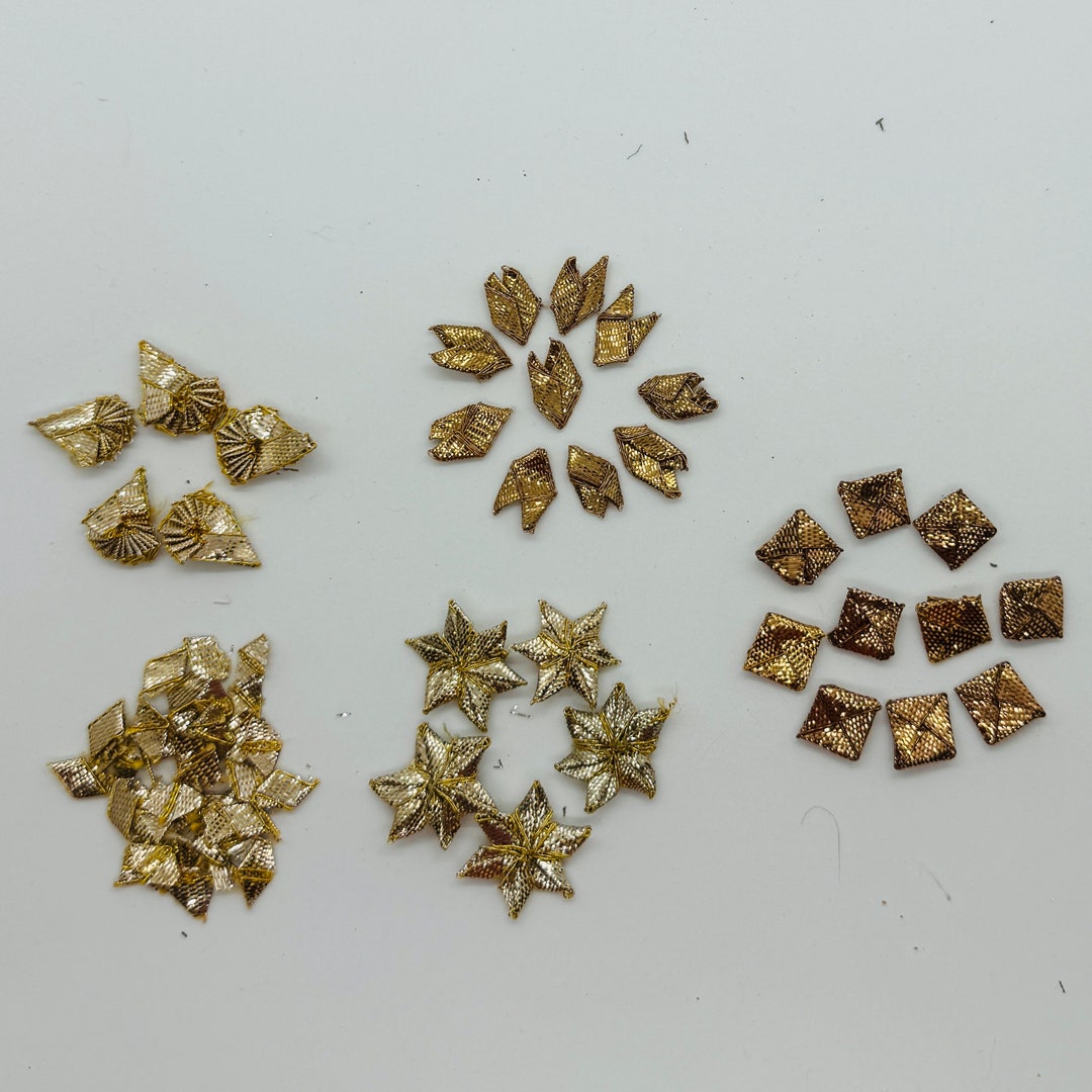 Handmade Gold and Bronzs Ribbon Applique. Gota Flowers. Decoration ...