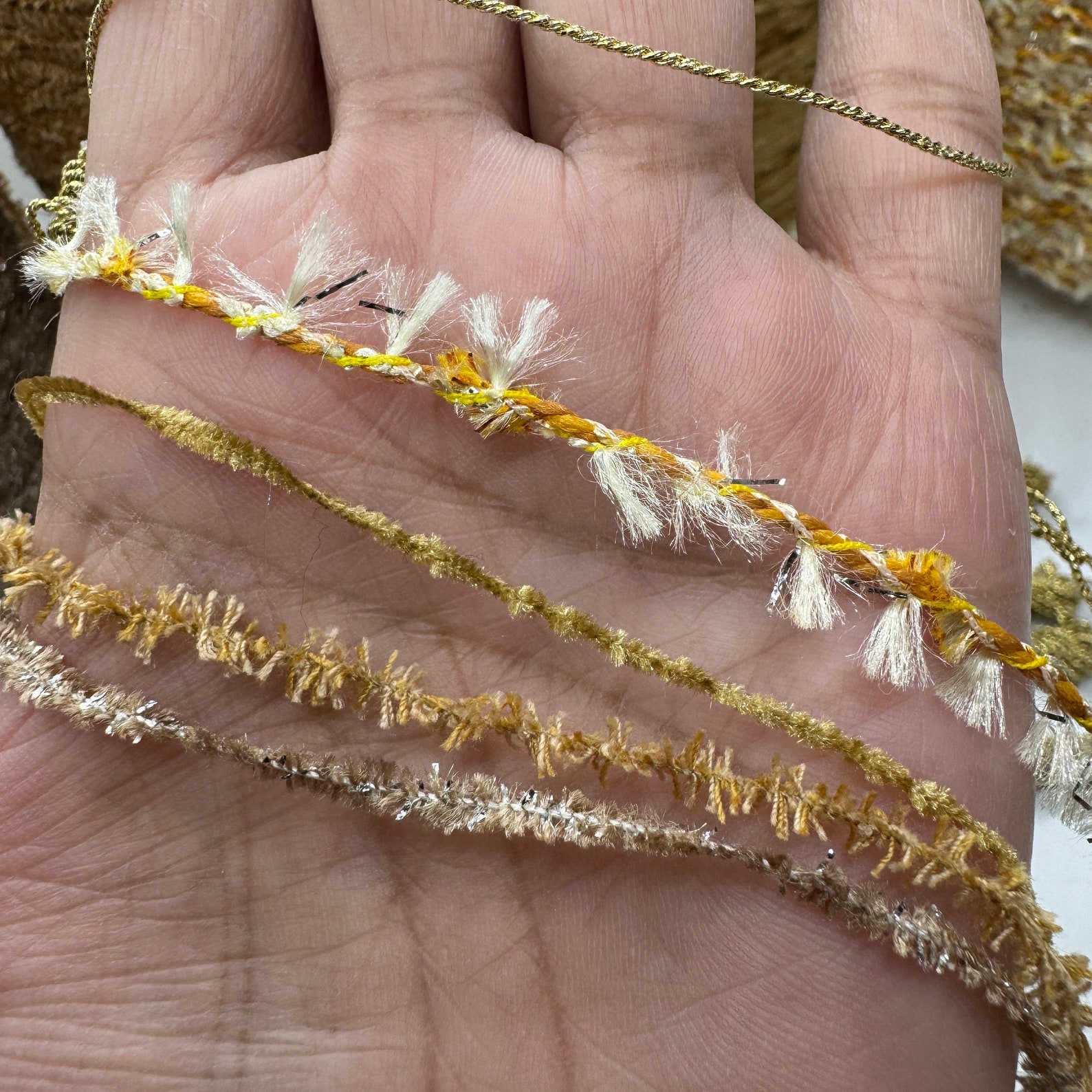 Four Different Kinds of Novelty Yarn With Shiny Fringes, Individual ...