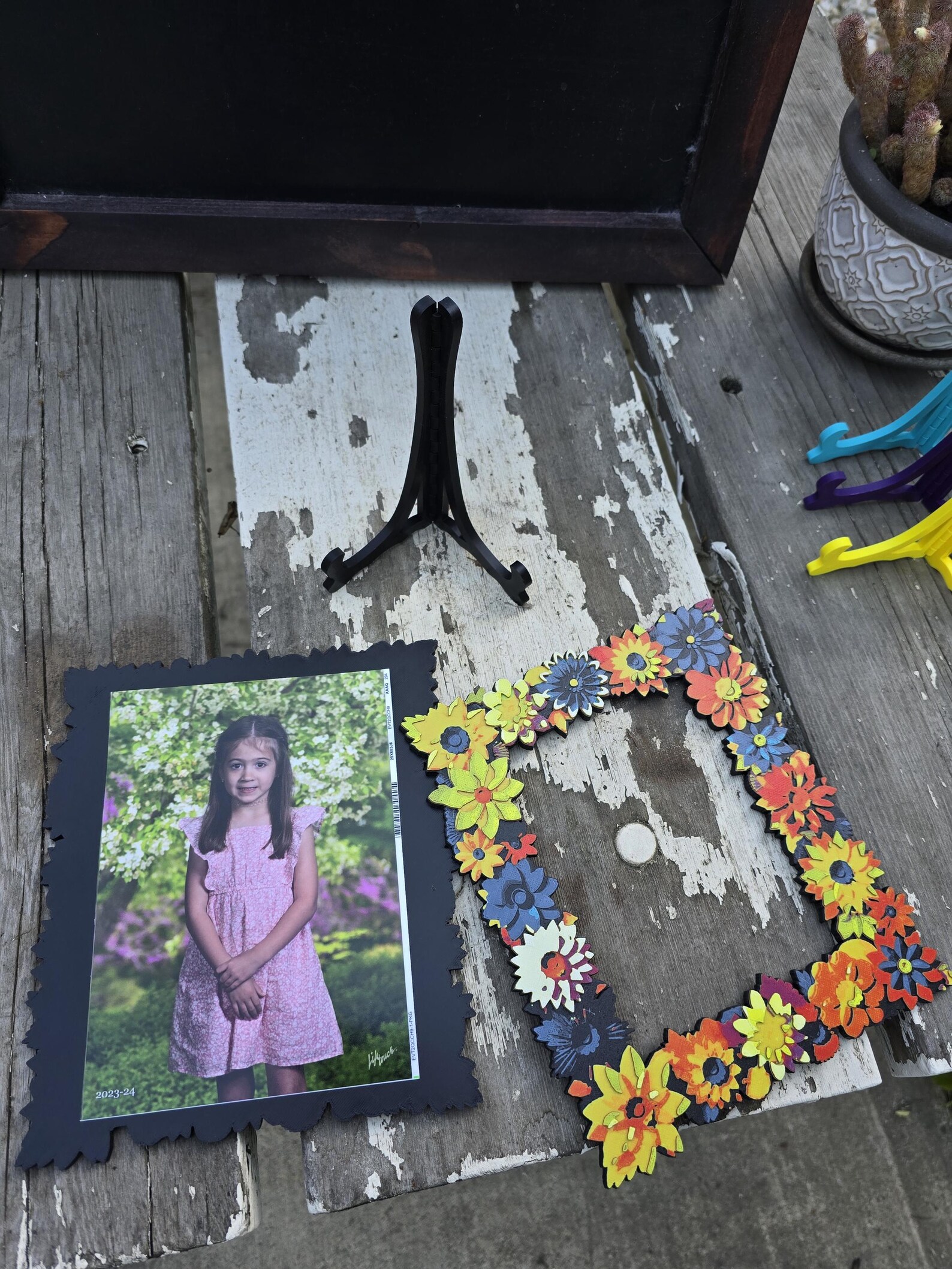 Colorful Magnetic Flower Frame – 5x6" Photo or Sign Holder | 3D Printed ...