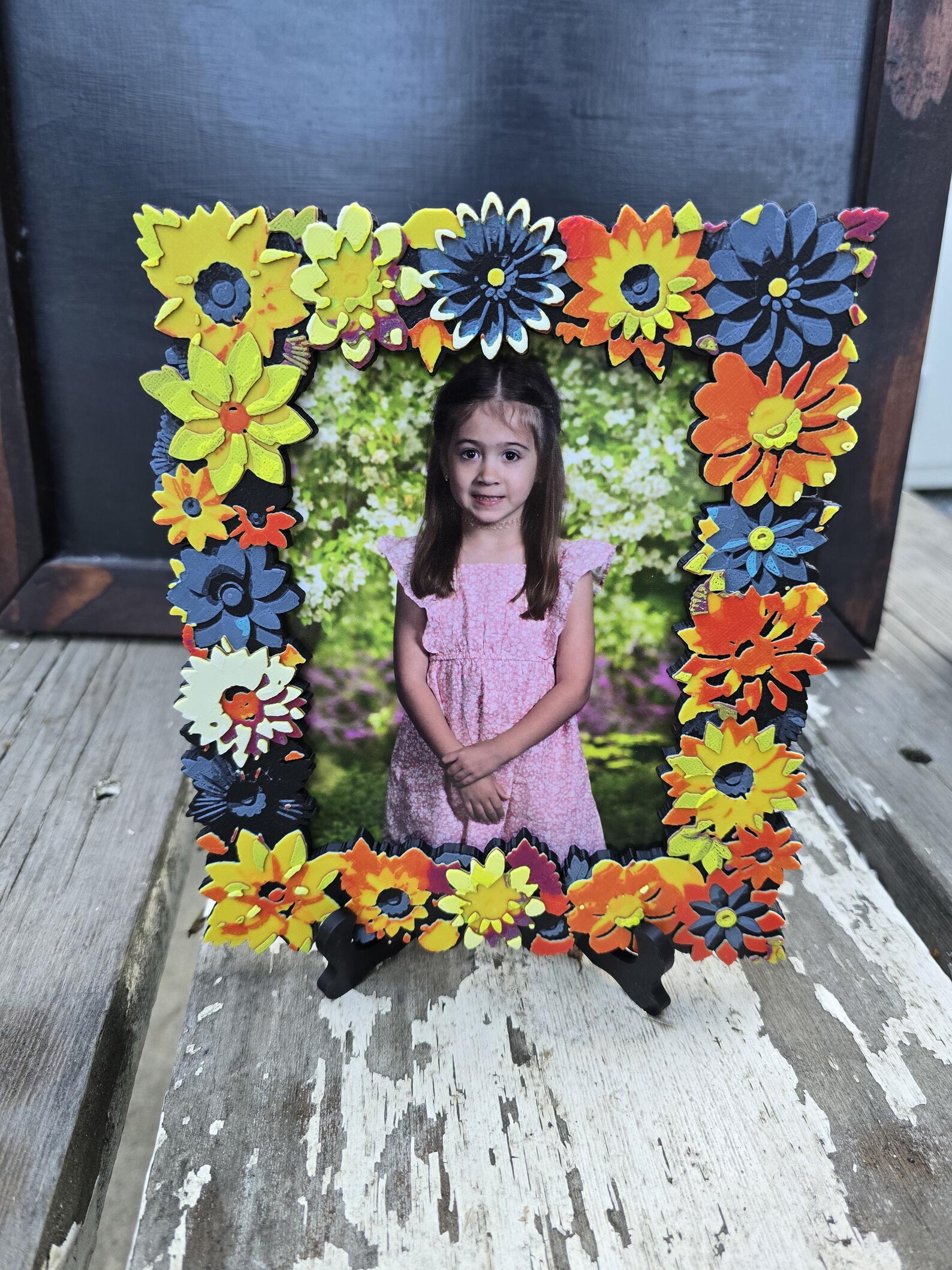 Colorful Magnetic Flower Frame – 5x6" Photo or Sign Holder | 3D Printed ...