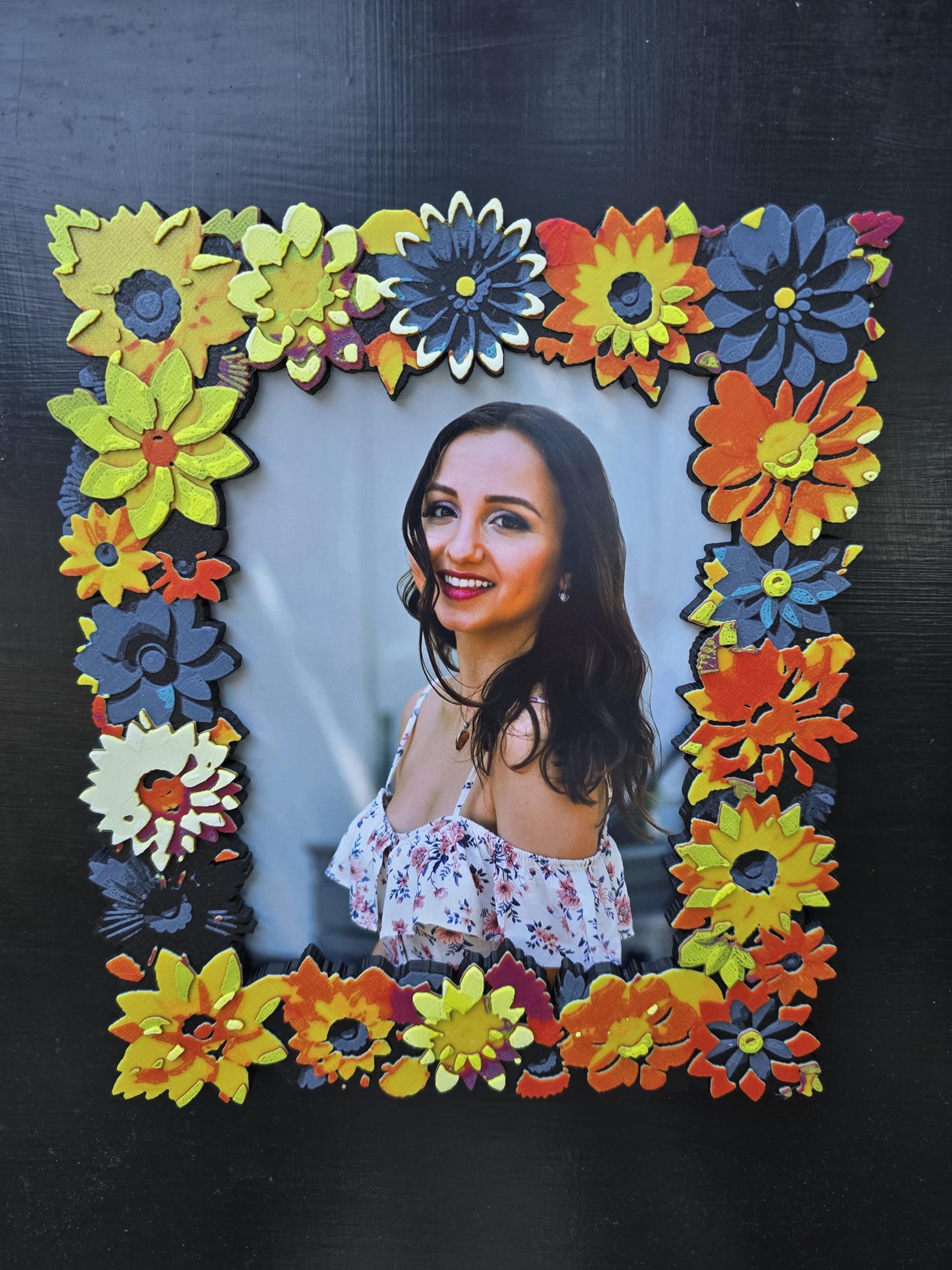 Colorful Magnetic Flower Frame – 5x6" Photo or Sign Holder | 3D Printed ...