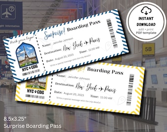 Customizable Boarding Pass Digital Download - Etsy