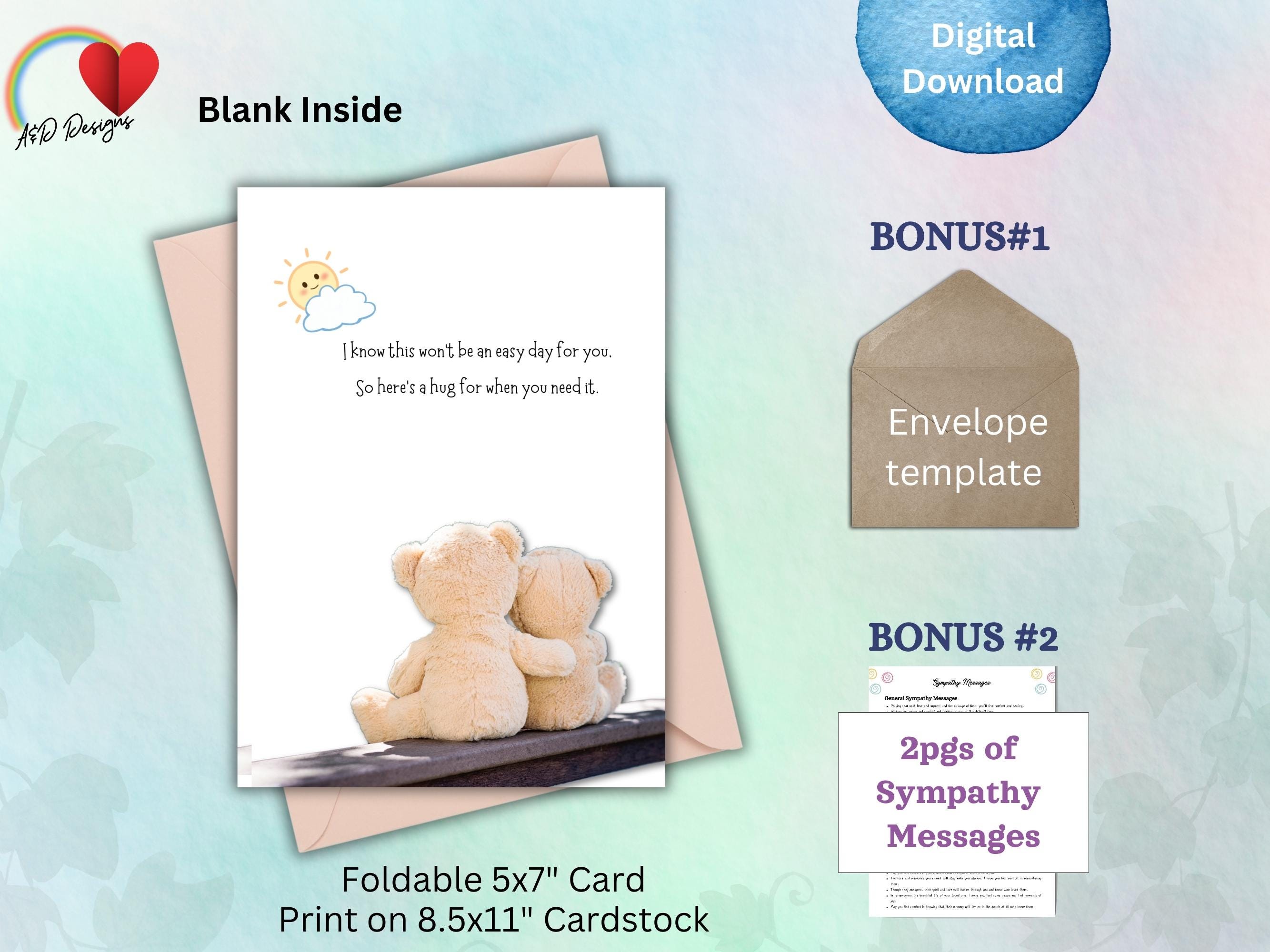 Birthday Sympathy Card | Printable Hug | Thinking of You | Grief ...