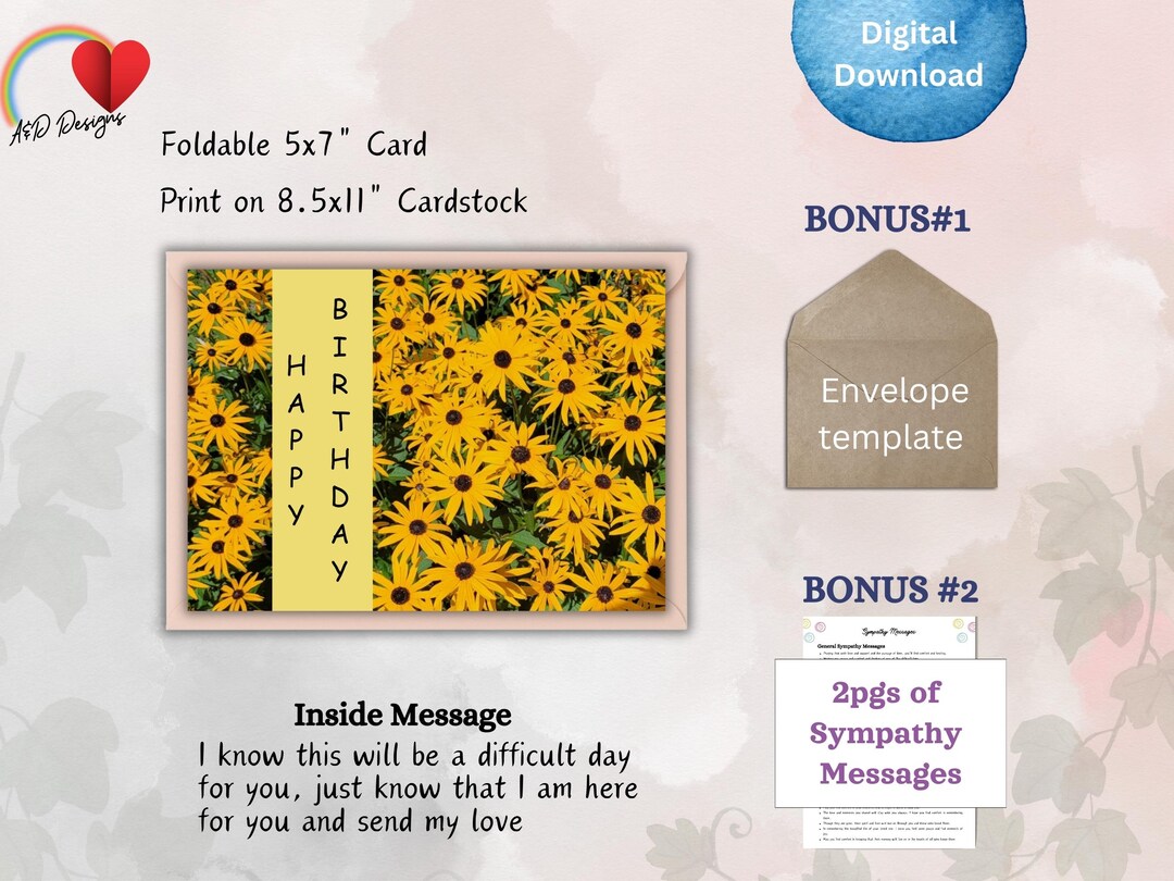 Support After Loss Printable Birthday Card With Photo Etsy