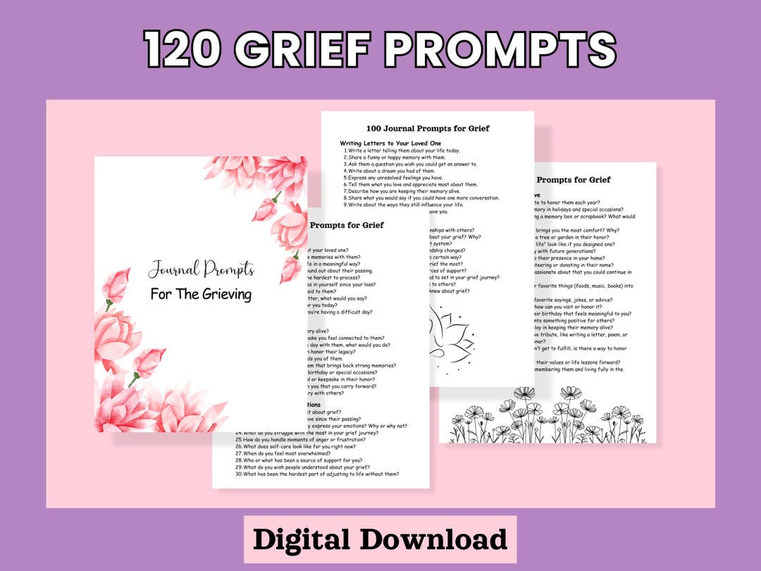 120 Grief Journal Prompts | Healing After Loss | Guided Grief Writing ...
