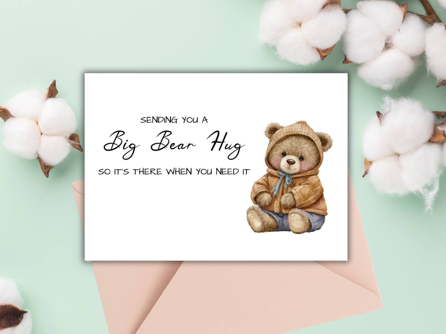 Big Bear Hugs Printable Sympathy Card for Kids or Adults - Etsy