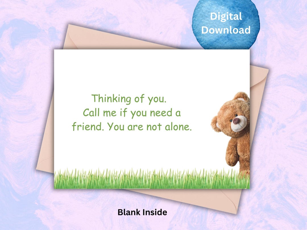 Cute Bear Sympathy Card | Thinking of You | You Are Not Alone ...