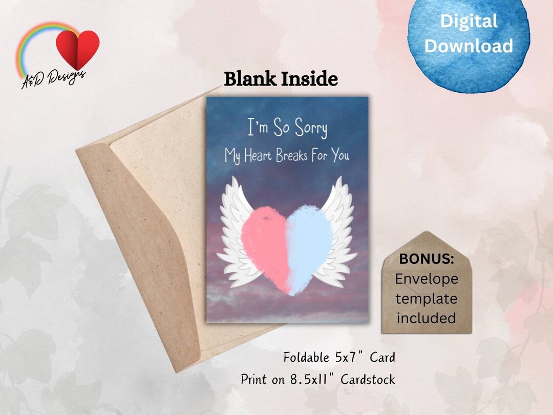 I'm so Sorry Printable Condolence Card for a Miscarriage - Etsy