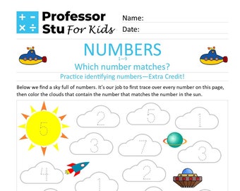 Numbers Worksheet for Pre-kindergarten Identifying Numbers - Etsy