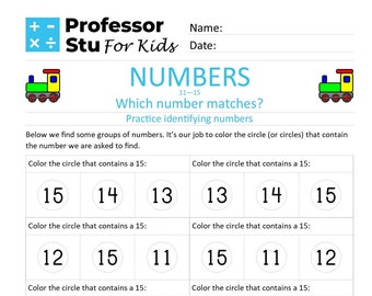 Numbers Worksheet for Pre-kindergarten - Identifying Numbers 16 - 20 ...