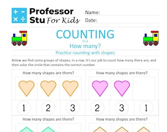 Counting Worksheet for Pre-kindergarten - Counting to 3 - (set 3 ...