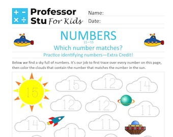 Numbers Worksheet for Pre-kindergarten Identifying Numbers 11 15 ...