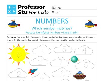 Numbers Worksheet for Pre-kindergarten Identifying Numbers - Etsy