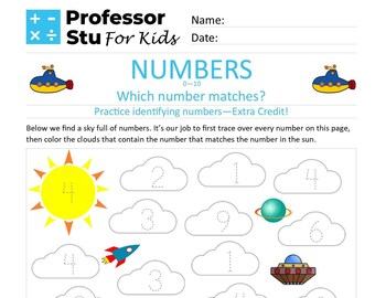 Numbers Worksheet for Kindergarten - Tracing and Identifying Numbers 0 ...