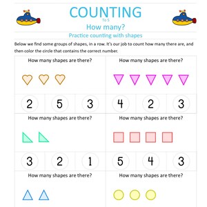 Counting Worksheet for Kindergarten - Counting to 5 - (set 3 ...