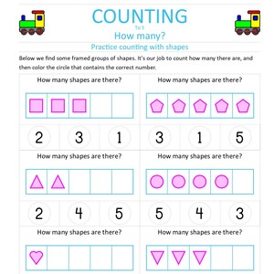 Counting Worksheet for Pre-kindergarten - Counting to 5 - (set 3 ...