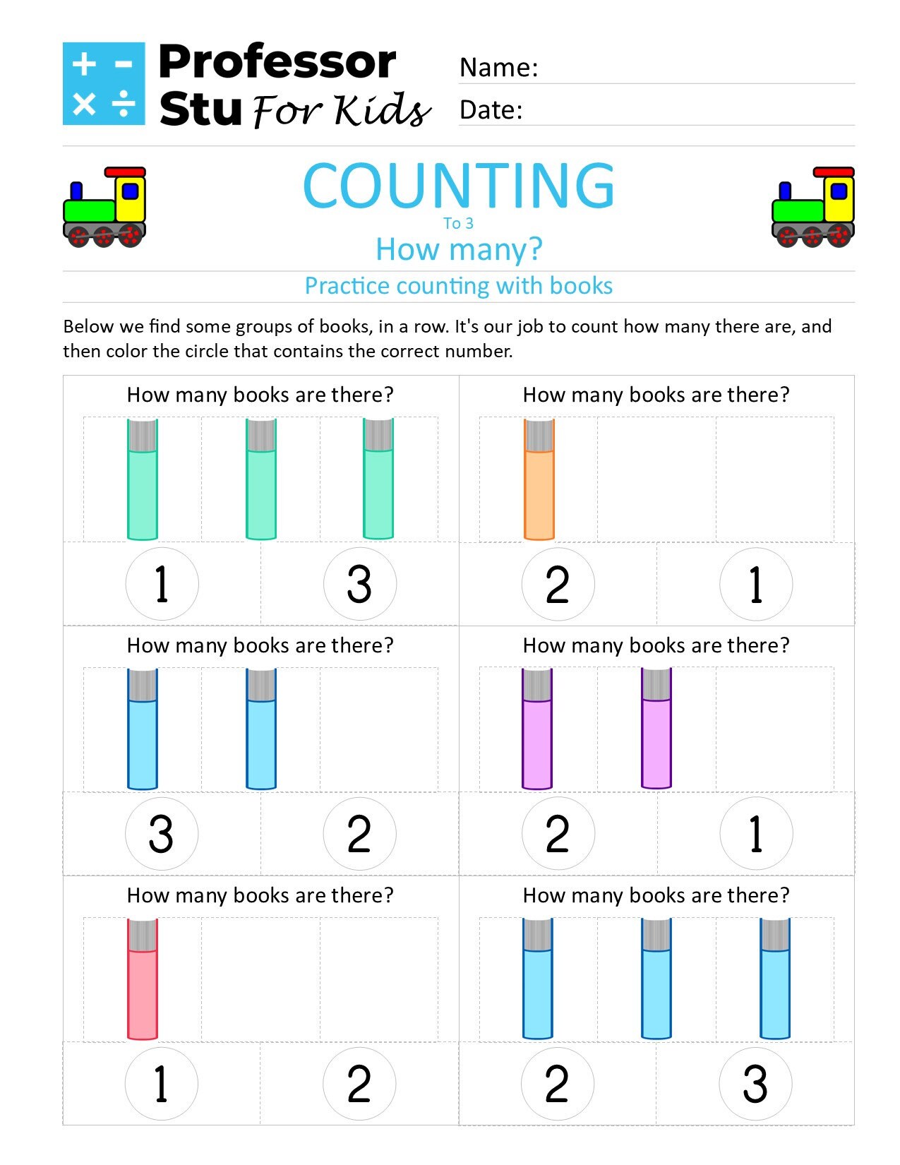 Counting Worksheet for Pre-kindergarten Counting to 3 set - Etsy
