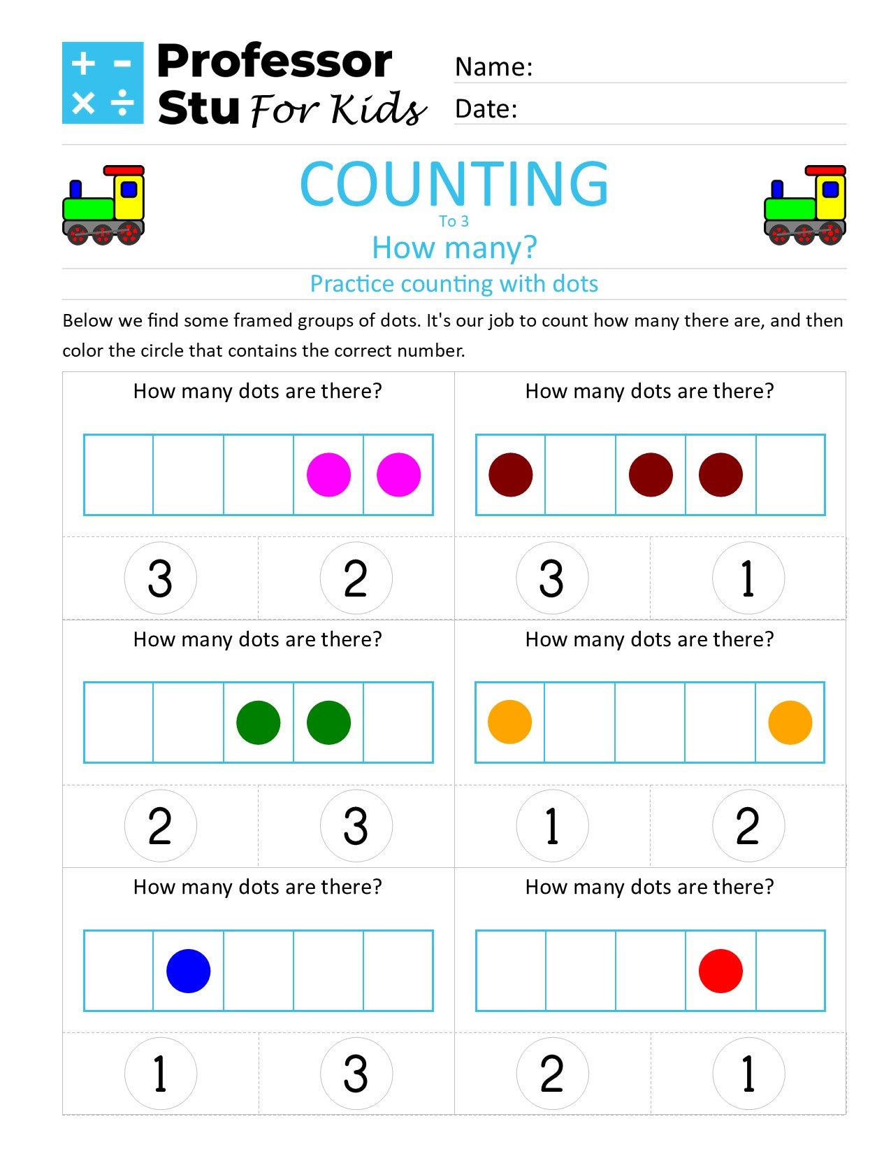 Counting Worksheet for Pre-kindergarten Counting to 3 set - Etsy