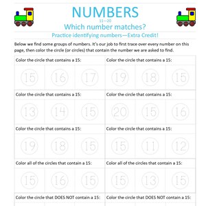 Numbers Worksheet for Pre-kindergarten - Tracing and Identifying ...