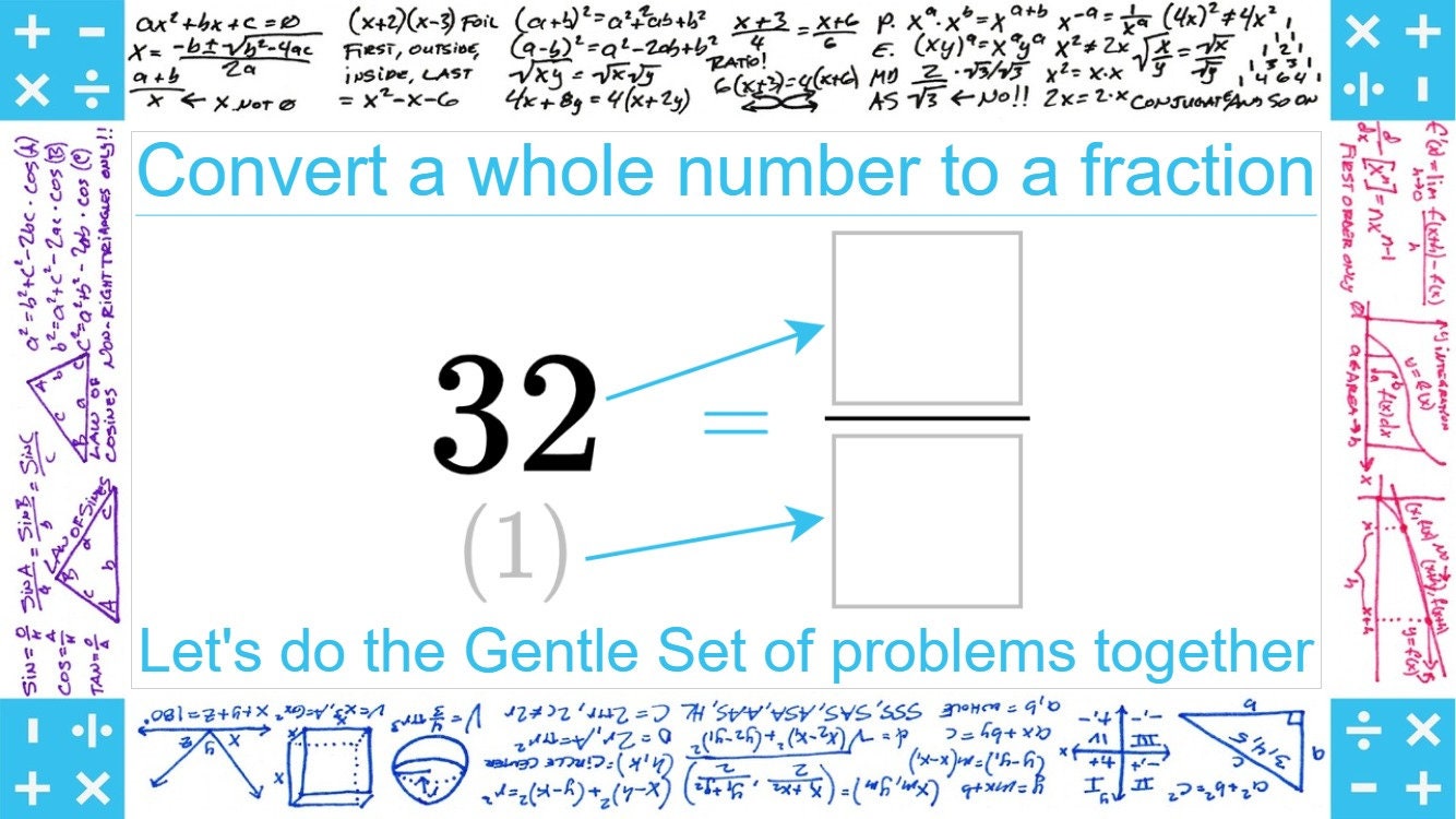 Fraction Worksheets With Video Walkthrough Convert a Whole Number to a ...
