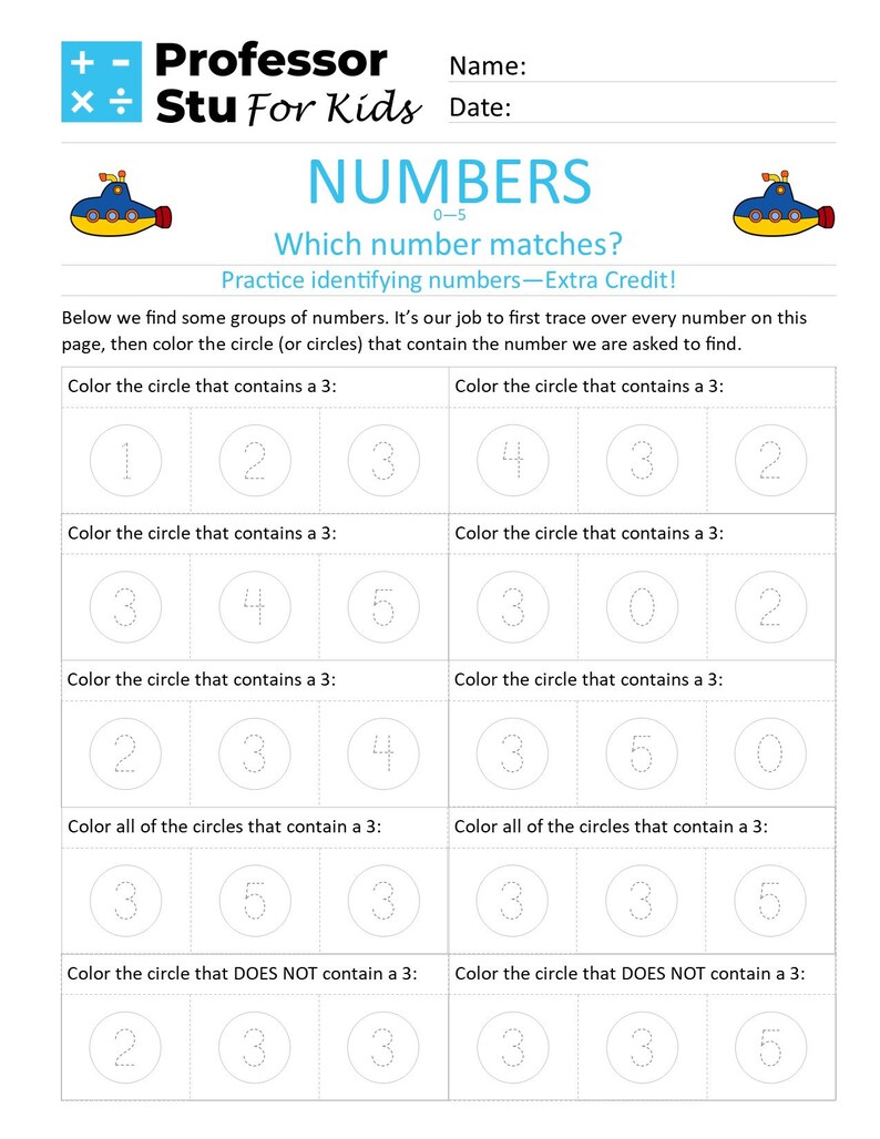 Numbers Worksheet for Kindergarten - Tracing and Identifying Numbers 0 ...