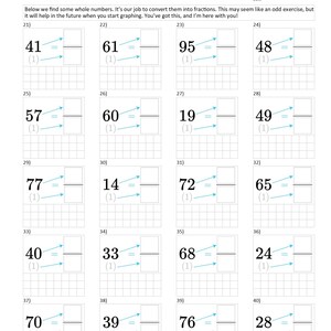 Fraction Worksheets With Video Walkthrough Convert a Whole Number to a ...