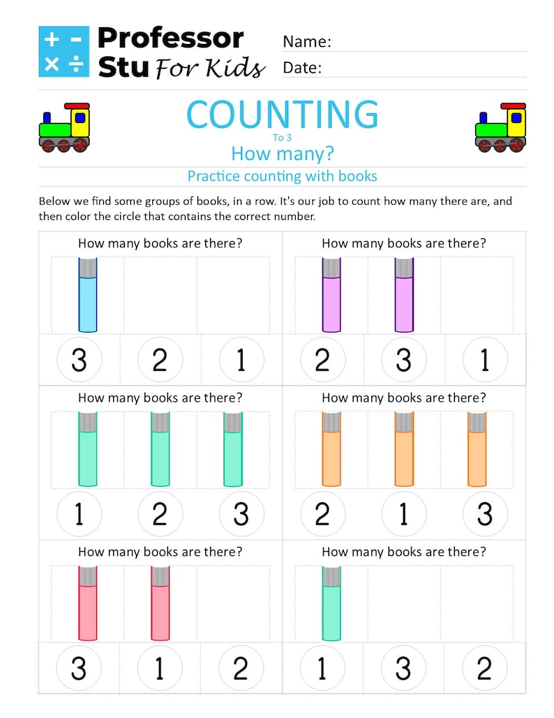 Counting Worksheet for Pre-kindergarten - Counting to 3 - (set 4 ...