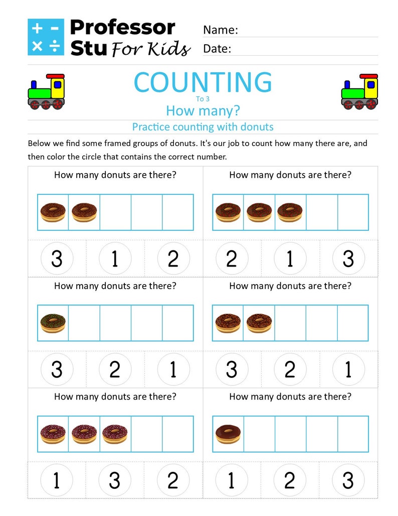 Counting Worksheet for Pre-kindergarten - Counting to 3 - (set 4 ...