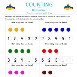 Counting Worksheet for Kindergarten - Counting to 5 - (set 4 ...