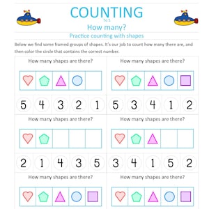 Counting Worksheet for Kindergarten - Counting to 5 - (set 4 ...