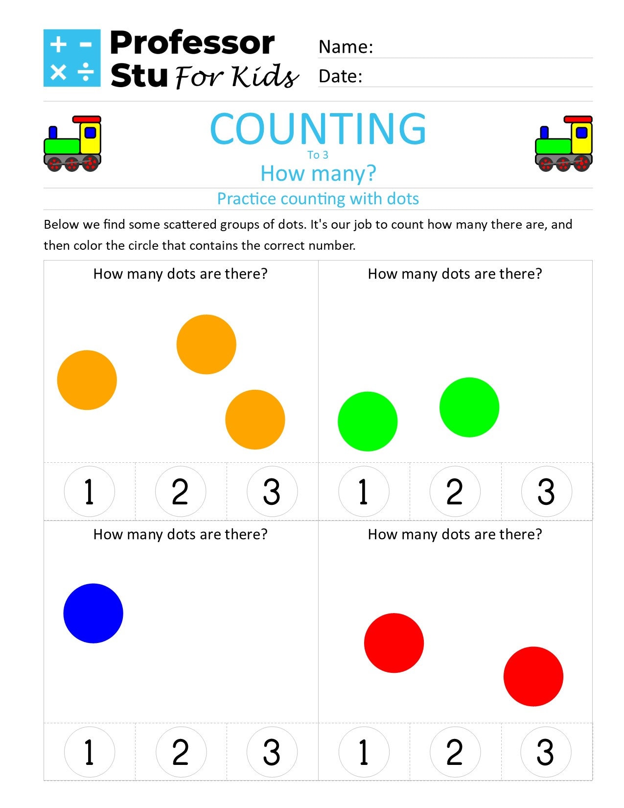 Counting Worksheet for Pre-kindergarten Counting to 3 set 2 Includes 2 ...