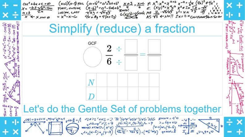 Fraction Worksheets With Video Walkthrough Simplify reduce a Fraction ...
