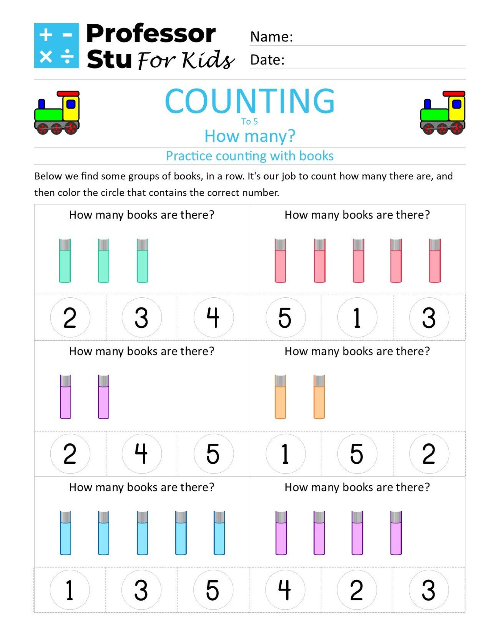 Counting Worksheet for Pre-kindergarten - Counting to 5 - (set 3 ...