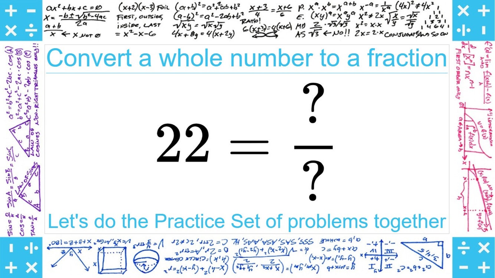 Fraction Worksheets With Video Walkthrough - Convert a Whole Number to ...