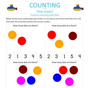 Counting Worksheet for Kindergarten - Counting to 5 - (set 4 ...