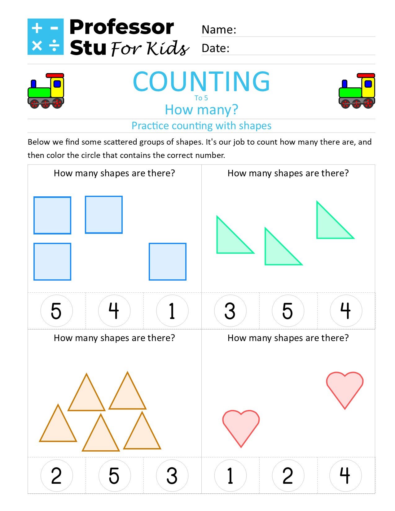 Counting Worksheet for Pre-kindergarten Counting to 5 set 3 Includes 2 ...