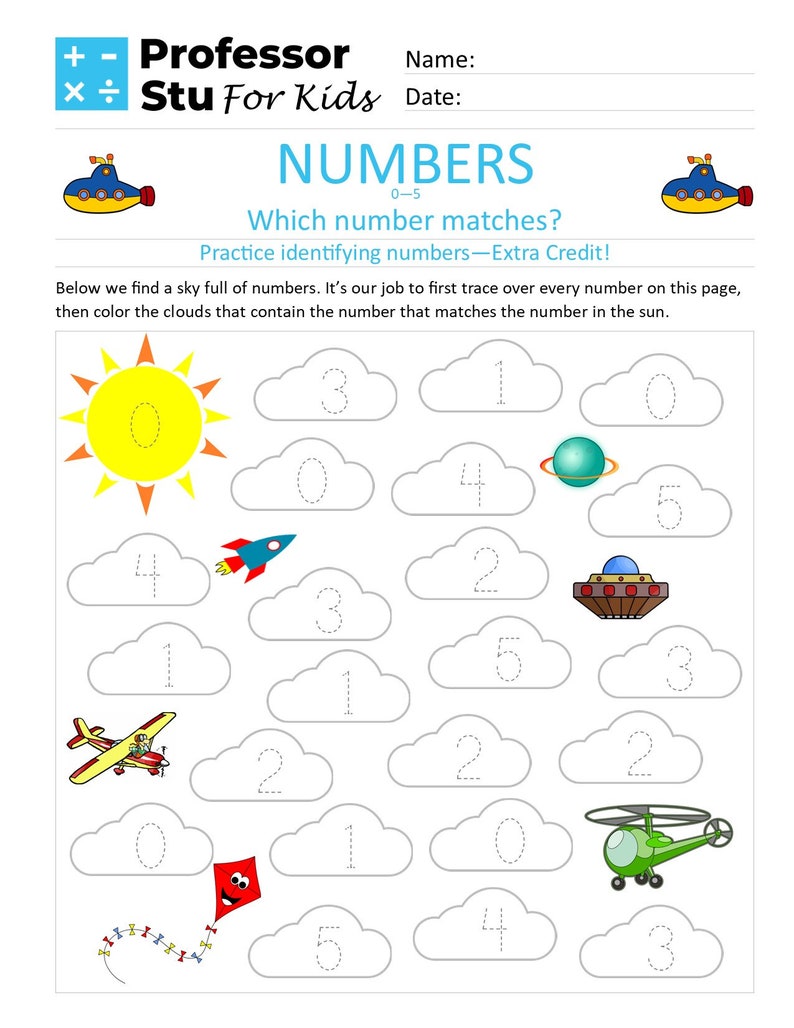 Numbers Worksheet for Kindergarten - Tracing and Identifying Numbers 0 ...