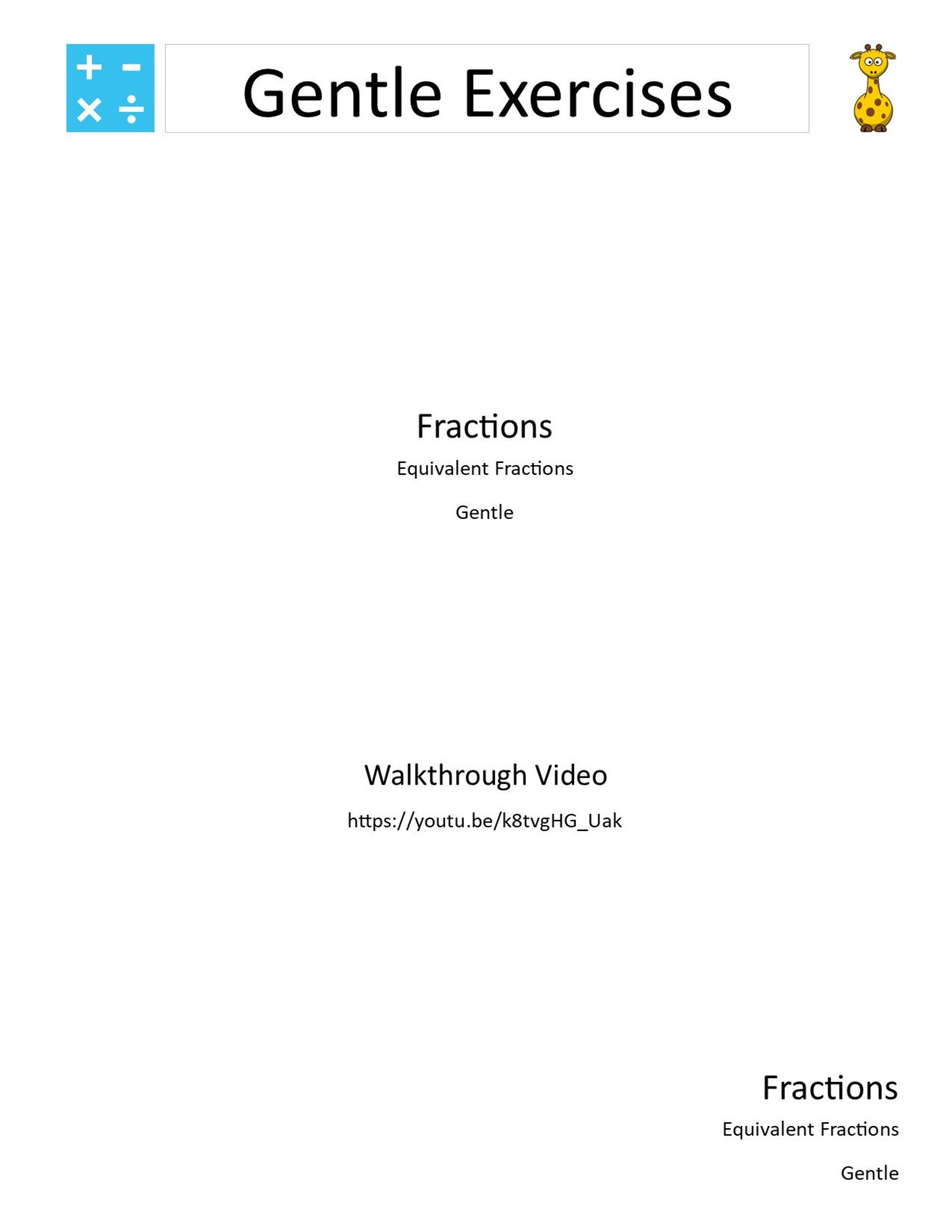 Fraction Worksheets With Video Walkthrough – Identify Equivalent ...