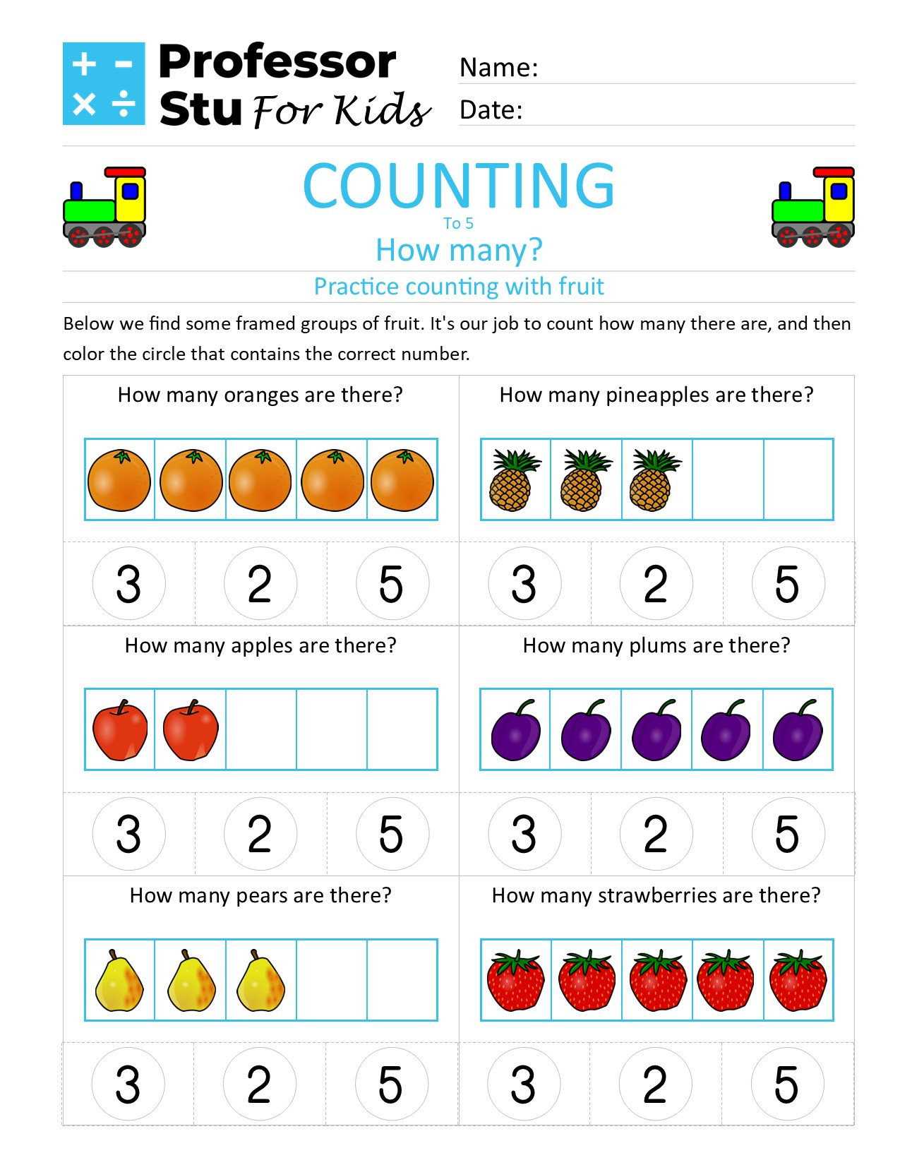 Counting Worksheet for Pre-kindergarten Counting to 5 set 3 Includes 2 ...