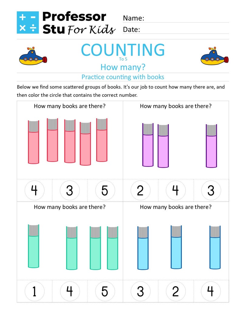 Counting Worksheet for Kindergarten - Counting to 5 - (set 3 ...