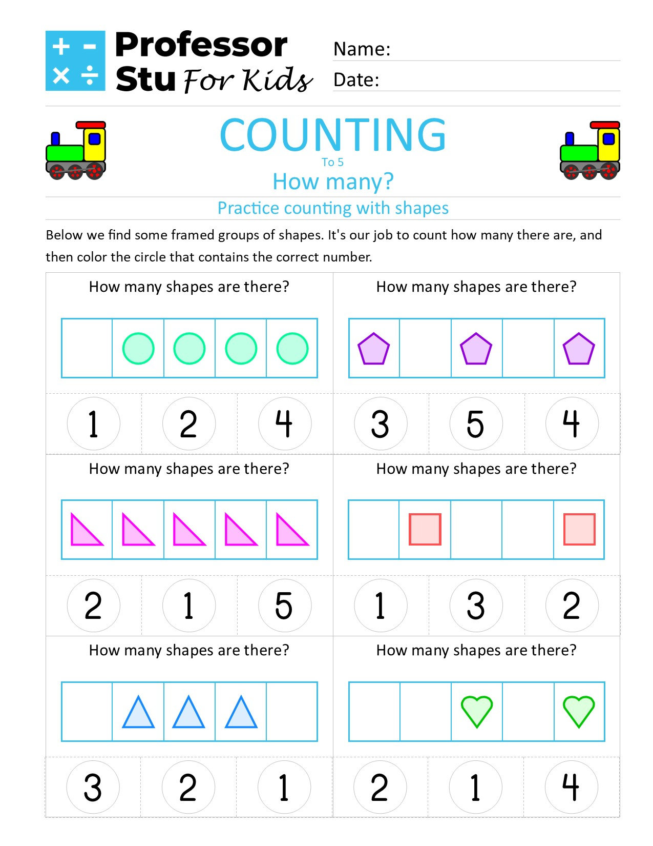 Counting Worksheet for Pre-kindergarten Counting to 5 set 3 Includes 2 ...