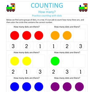 Counting Worksheet for Pre-kindergarten - Counting to 3 - (set 4 ...