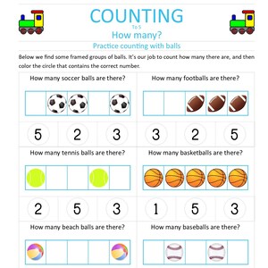 Counting Worksheet for Pre-kindergarten Counting to 5 set 3 Includes 2 ...