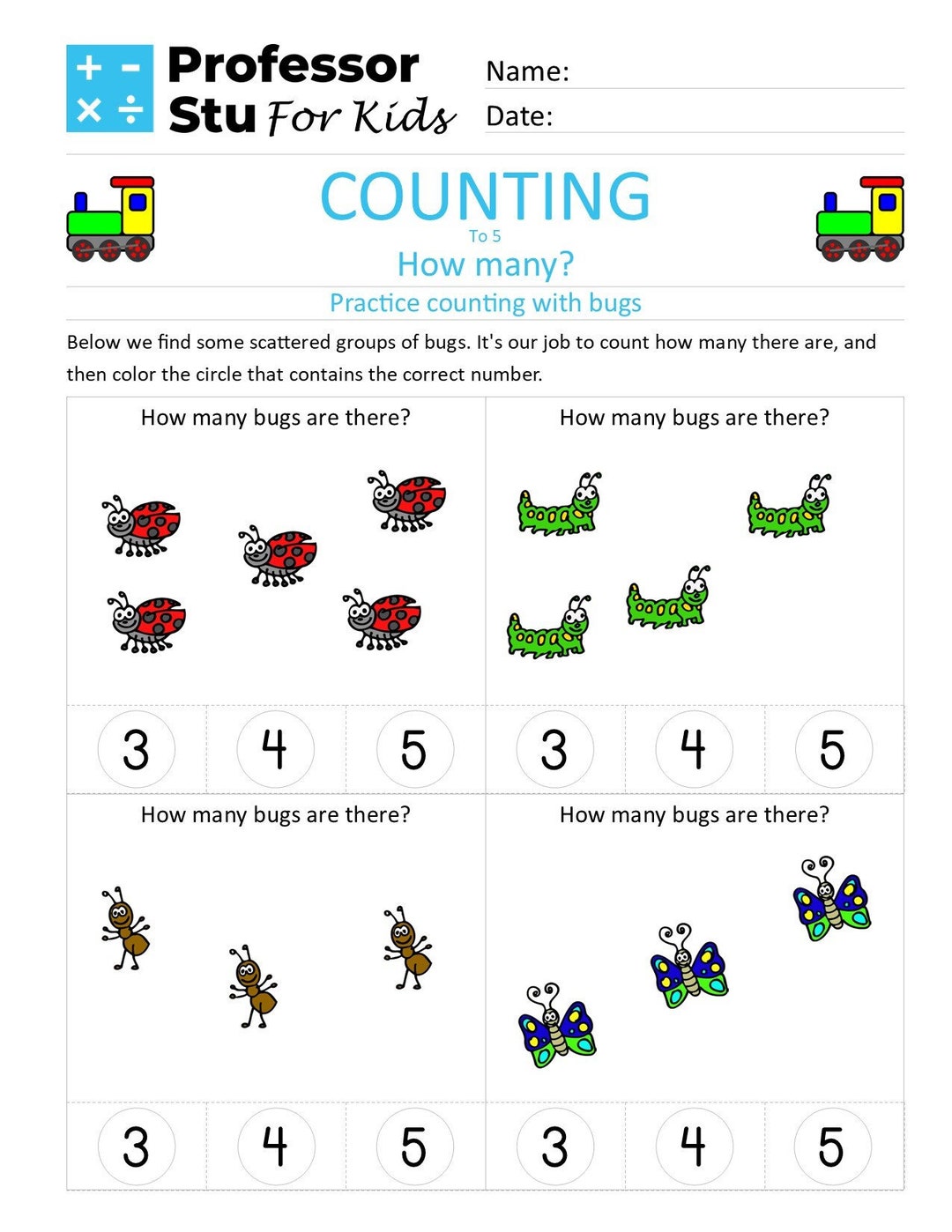 Counting Worksheet for Pre-kindergarten - Counting to 5 - (set 1 ...