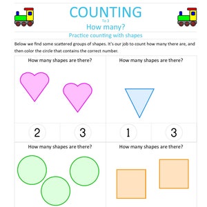 Counting Worksheet for Pre-kindergarten - Counting to 3 - (set 3 ...