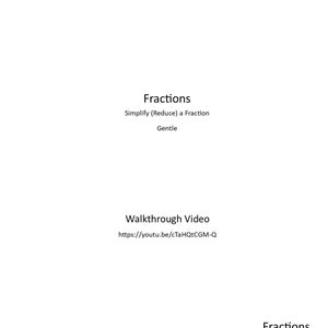 Fraction Worksheets With Video Walkthrough Simplify reduce a Fraction ...